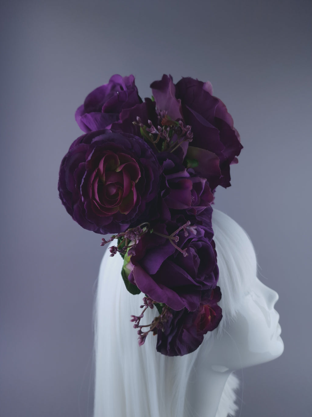 Bespoke Purple Flower Crown Headdress – Pearls & Swine