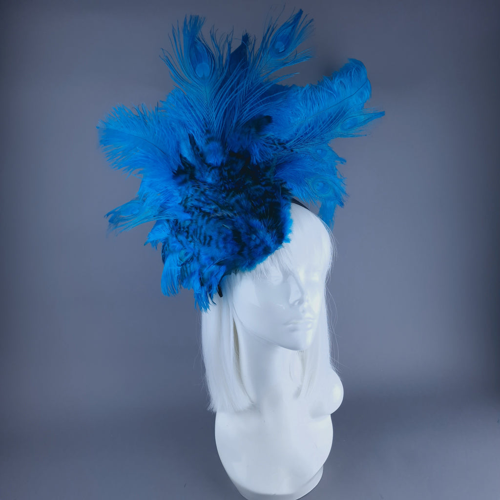 "Roo" Turquoise Blue Feather Headdress Fascinator Hat – Pearls & Swine