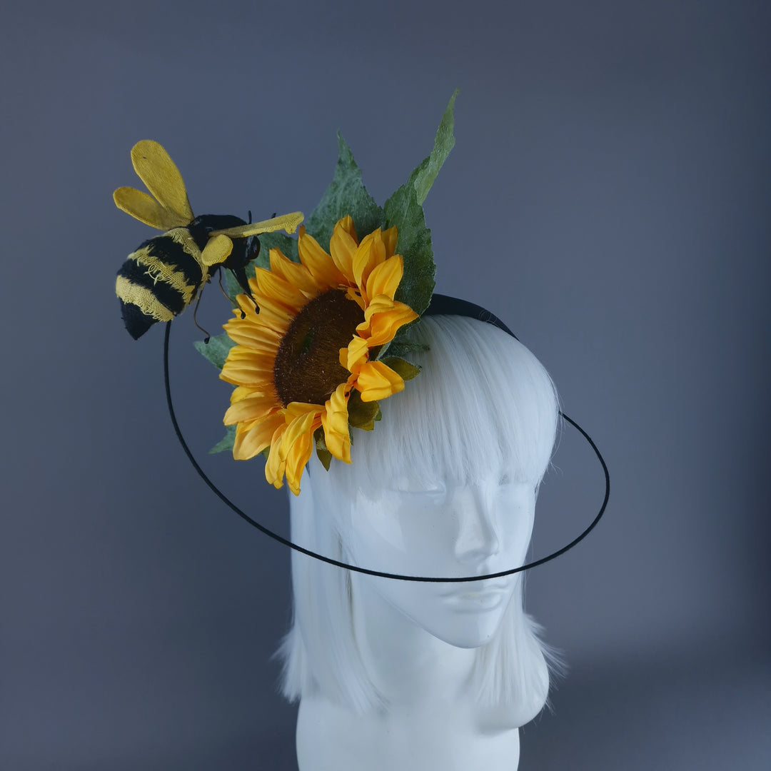 "Buzzin" Bee & Sunflower Headband Headpiece – Pearls & Swine
