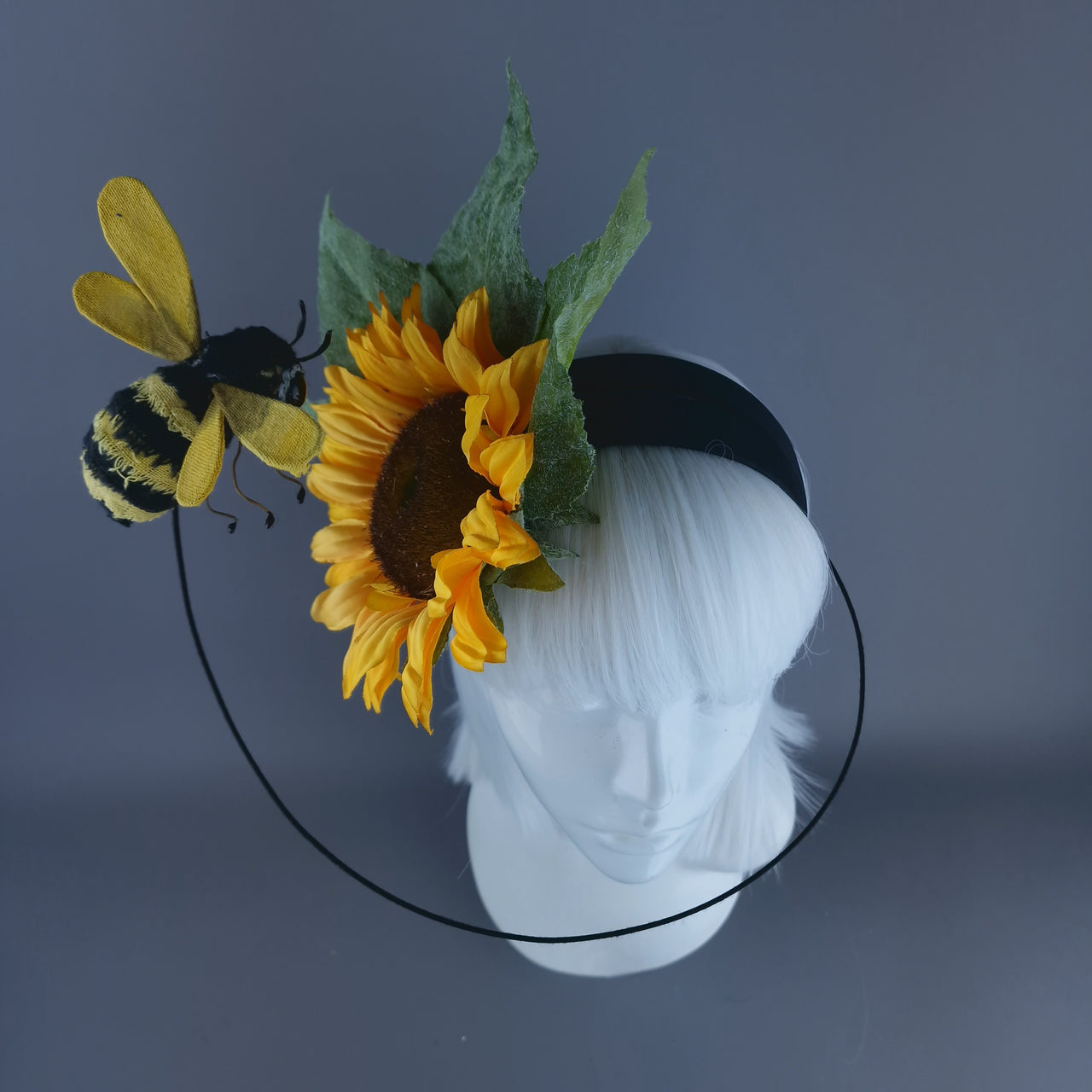 "Buzzin" Bee & Sunflower Headband Headpiece – Pearls & Swine
