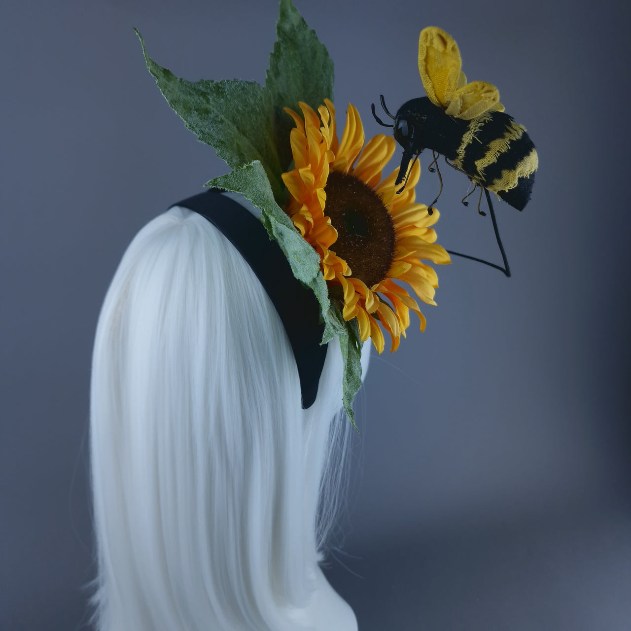 "Buzzin" Bee & Sunflower Headband Headpiece – Pearls & Swine