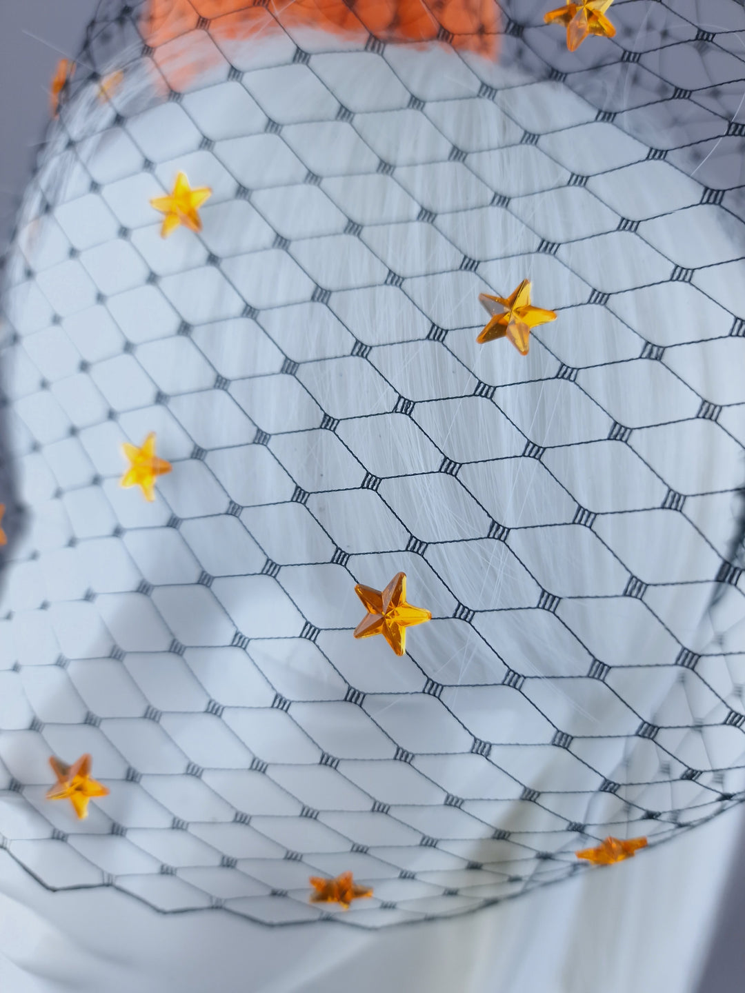 "All Hallows" Orange Pumpkin & Star Veil Headdress – Pearls & Swine