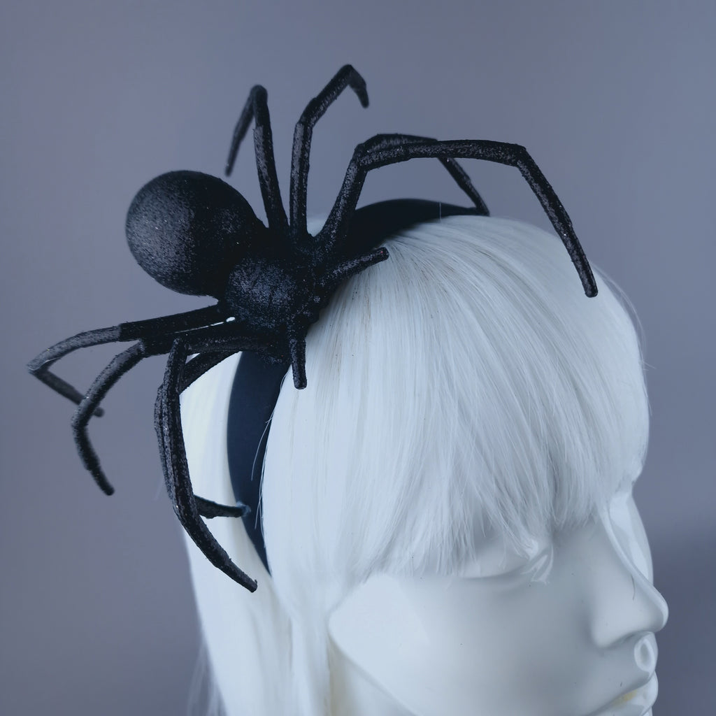 "Charlotte" Black Glitter Spider Headpiece – Pearls & Swine