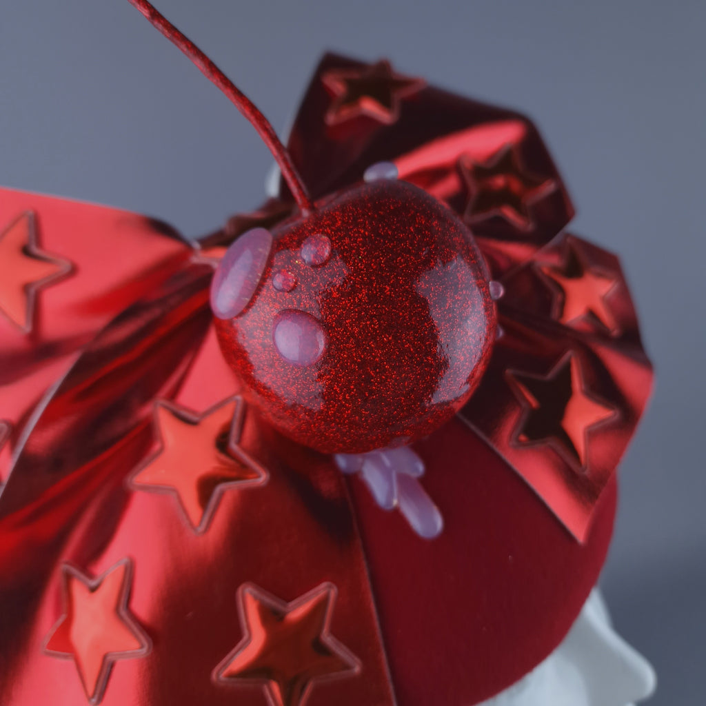 "Cherro"Giant Cherry & Bow Food Fascinator Hat – Pearls & Swine