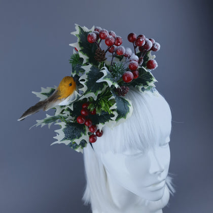 Robin & Snow Holly Xmas Headdress – Pearls & Swine