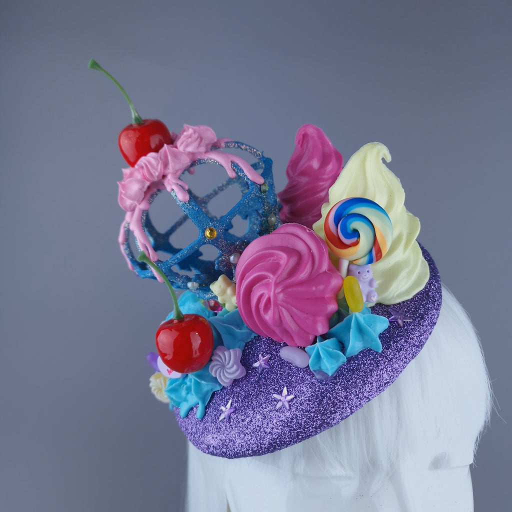 "Antoinette" Crown, Cherries & Cream Food Fascinator Hat – Pearls & Swine