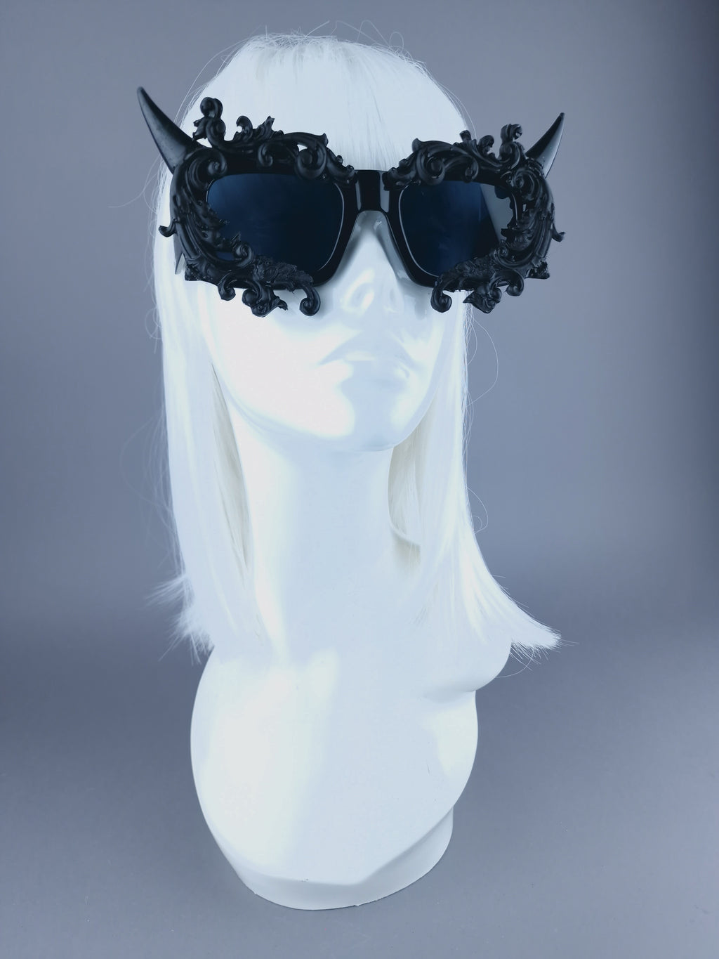 "Superbeast" Unisex Black Filigree Ornate Devil Horn Sunglasses ...