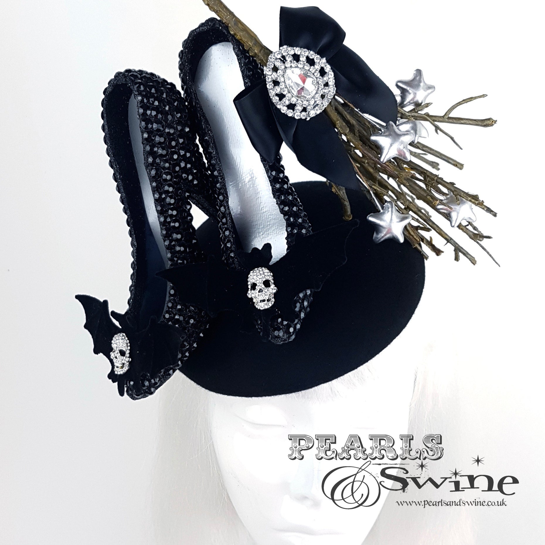 "Hocus Pocus" Halloween Heels & Broomstick Hat – Pearls & Swine