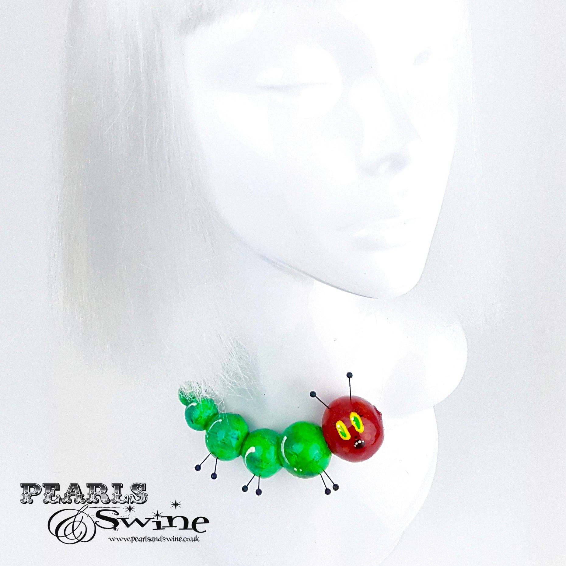 "The Hungry Caterpillar" Quirky Art Necklace – Pearls & Swine
