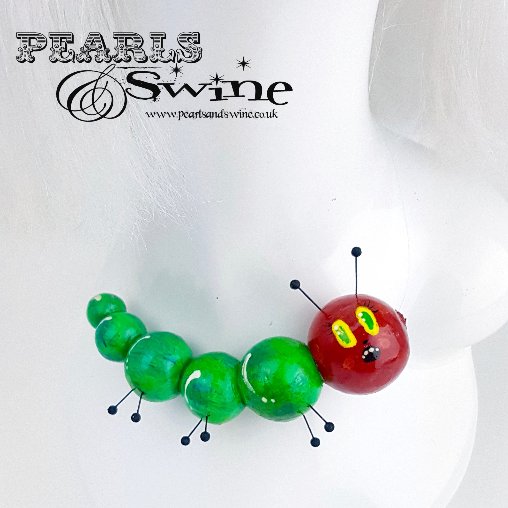 "The Hungry Caterpillar" Quirky Art Necklace – Pearls & Swine