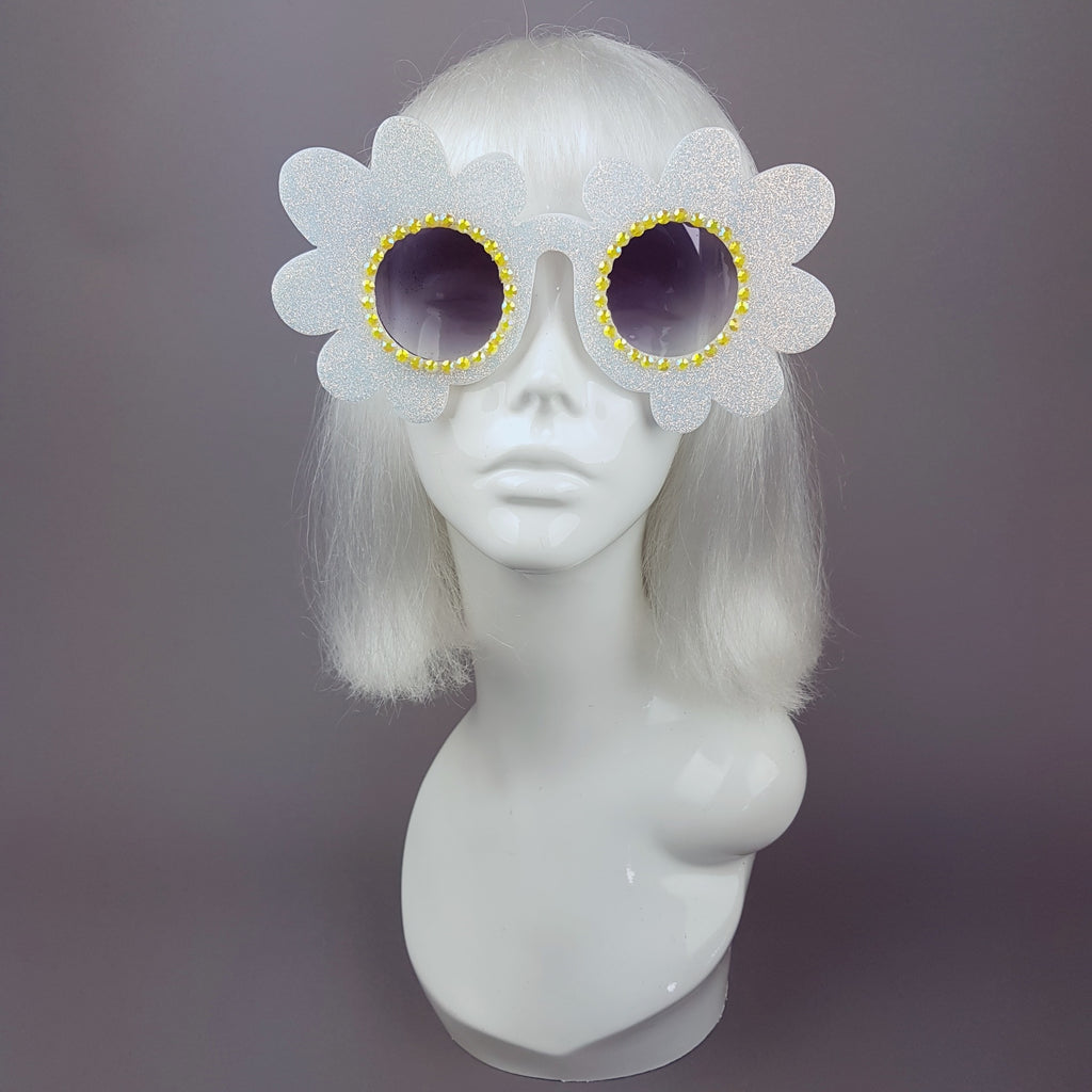 "Pushing Up Daisies" Iridescent Glitter Daisy Flower Sunglasses ...