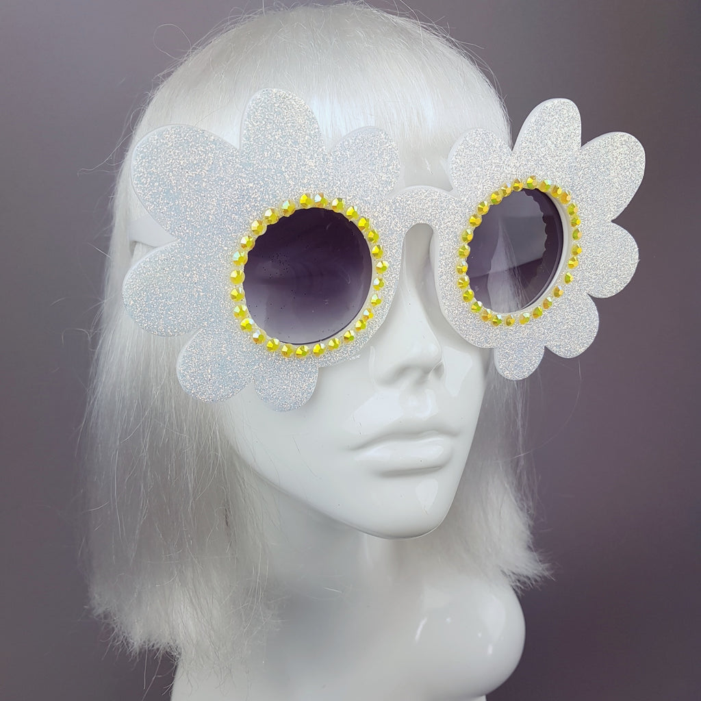 "Pushing Up Daisies" Iridescent Glitter Daisy Flower Sunglasses ...