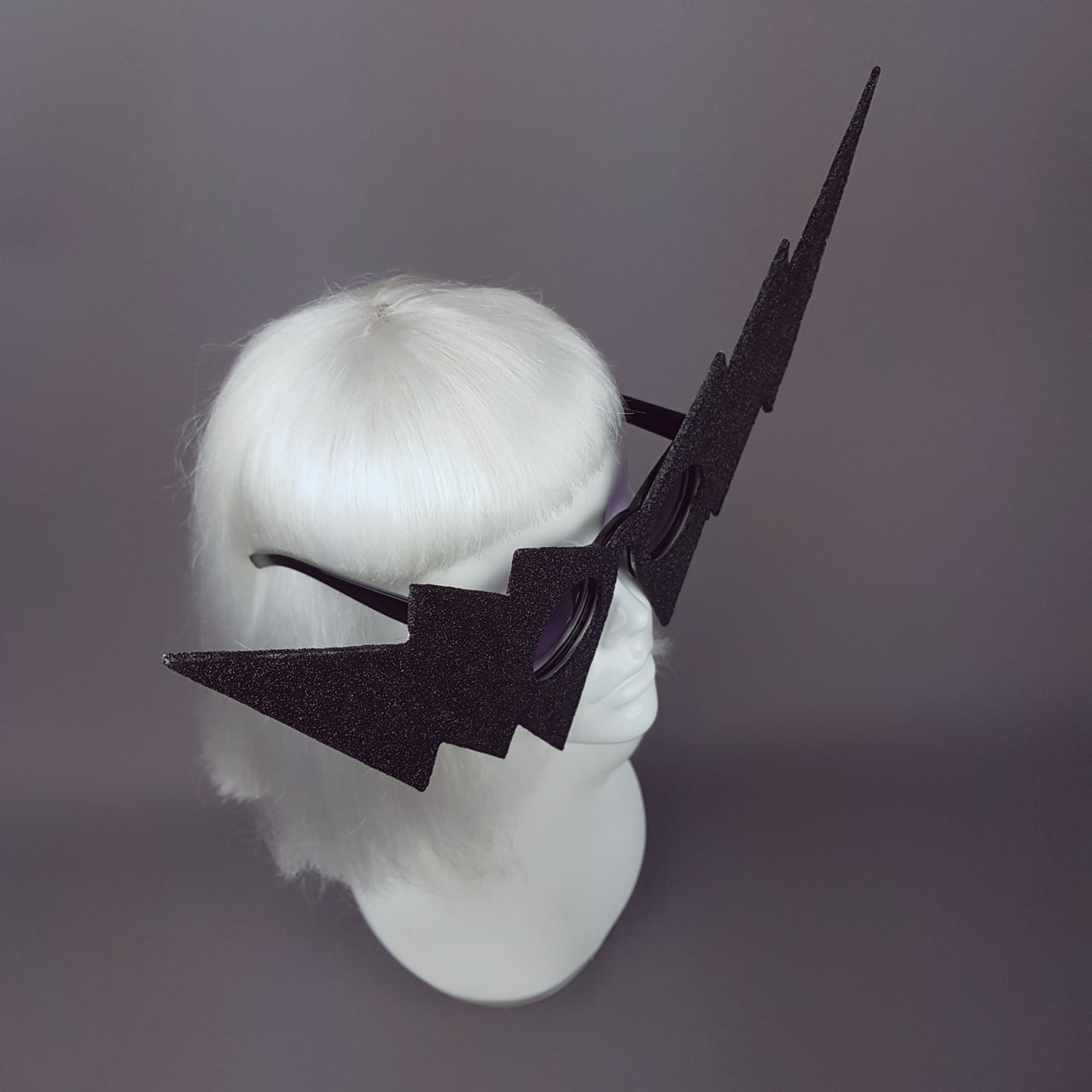 "Vigilante" Black Glitter Lightning Bolt Sunglasses – Pearls & Swine