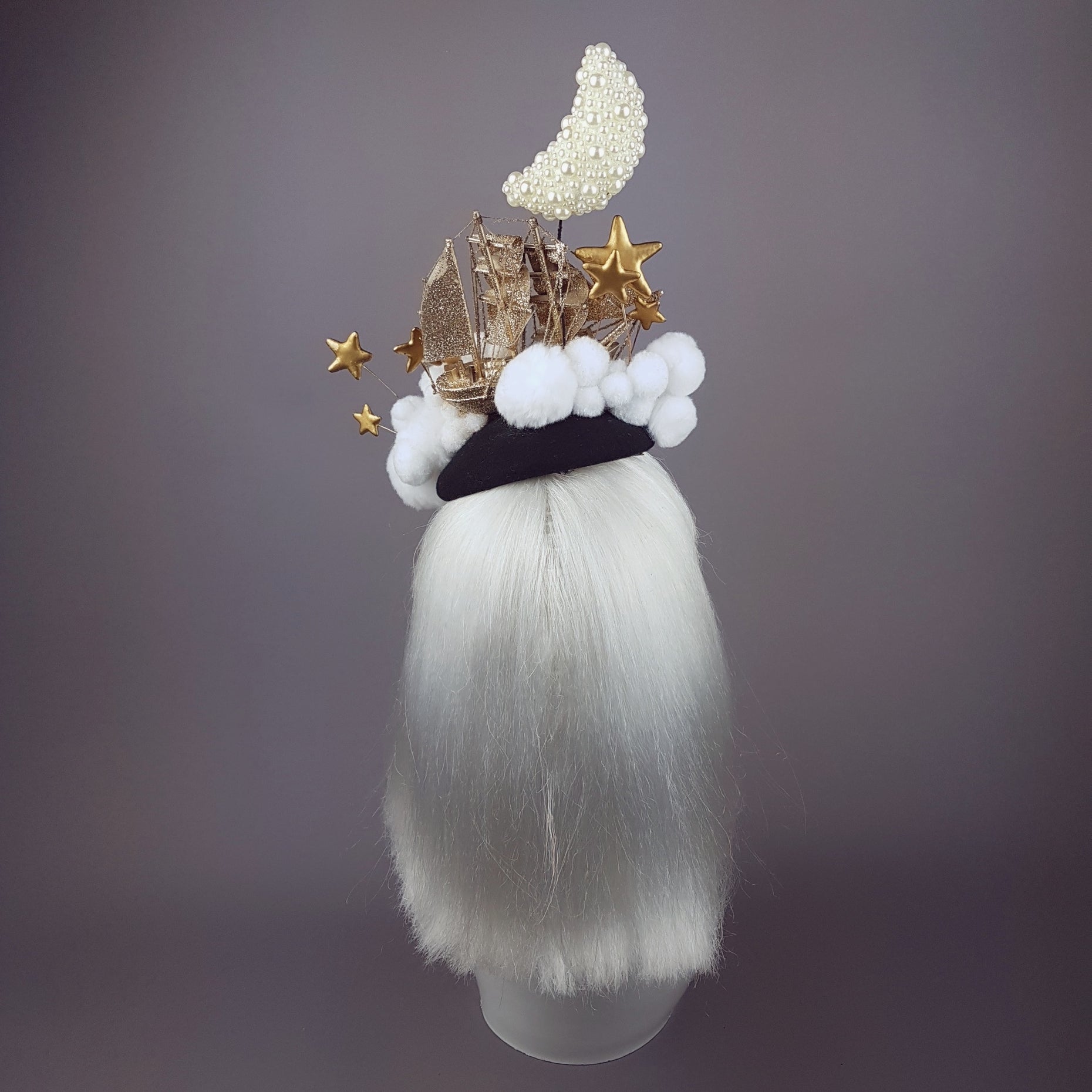 "Ocean of the Sky" Gold Ship & Moon Hat – Pearls & Swine