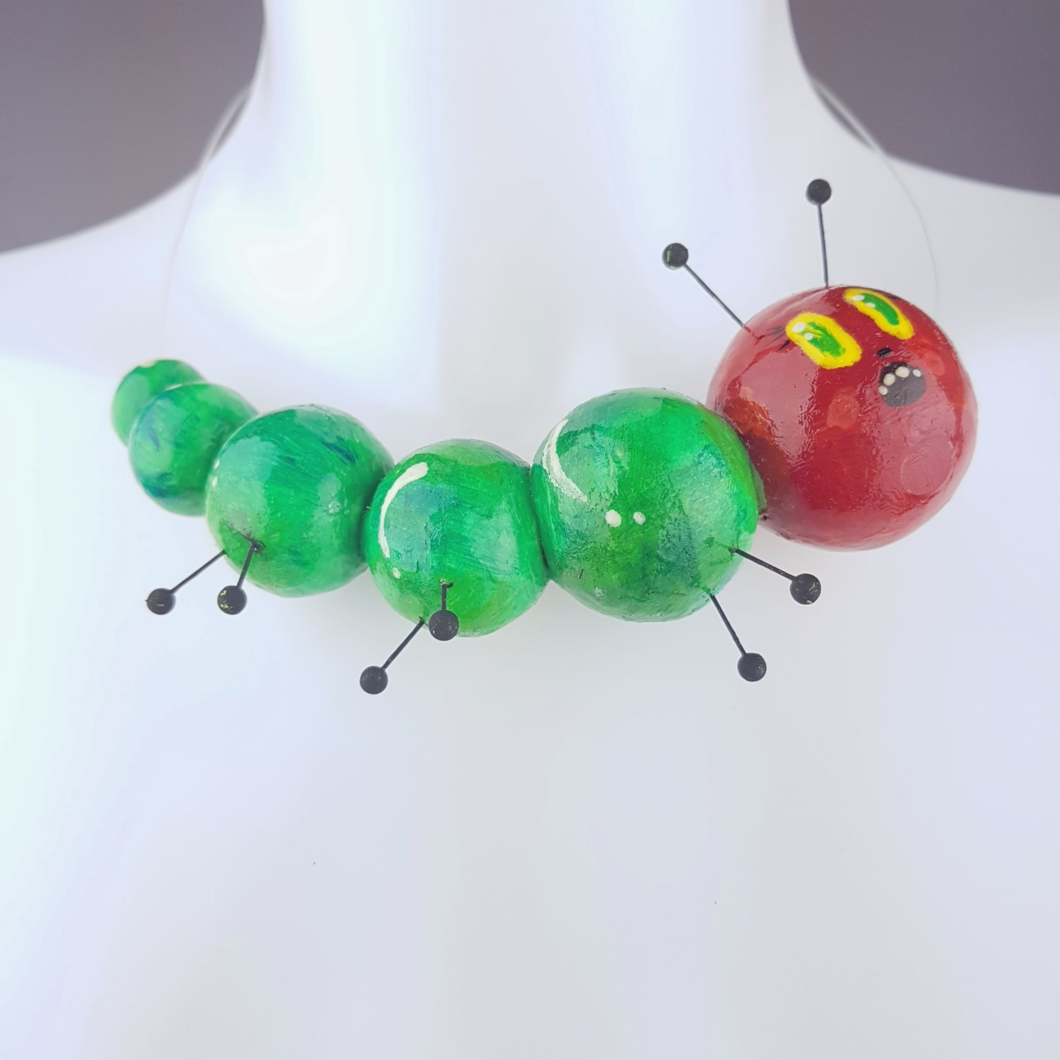 "The Hungry Caterpillar" Quirky Art Necklace – Pearls & Swine