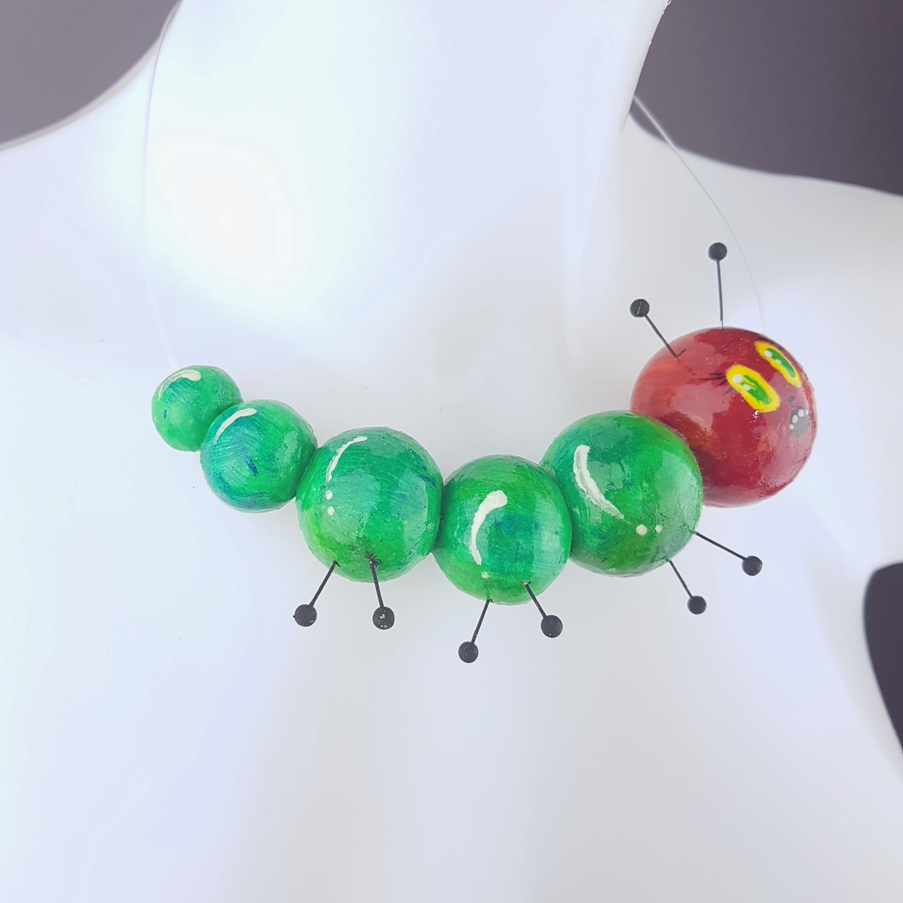 "The Hungry Caterpillar" Quirky Art Necklace – Pearls & Swine