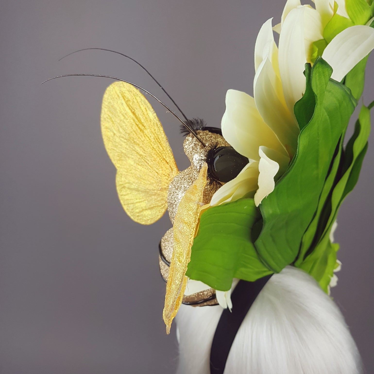 "Babbity Bumble" Giant Flowers & Bee Headpiece – Pearls & Swine