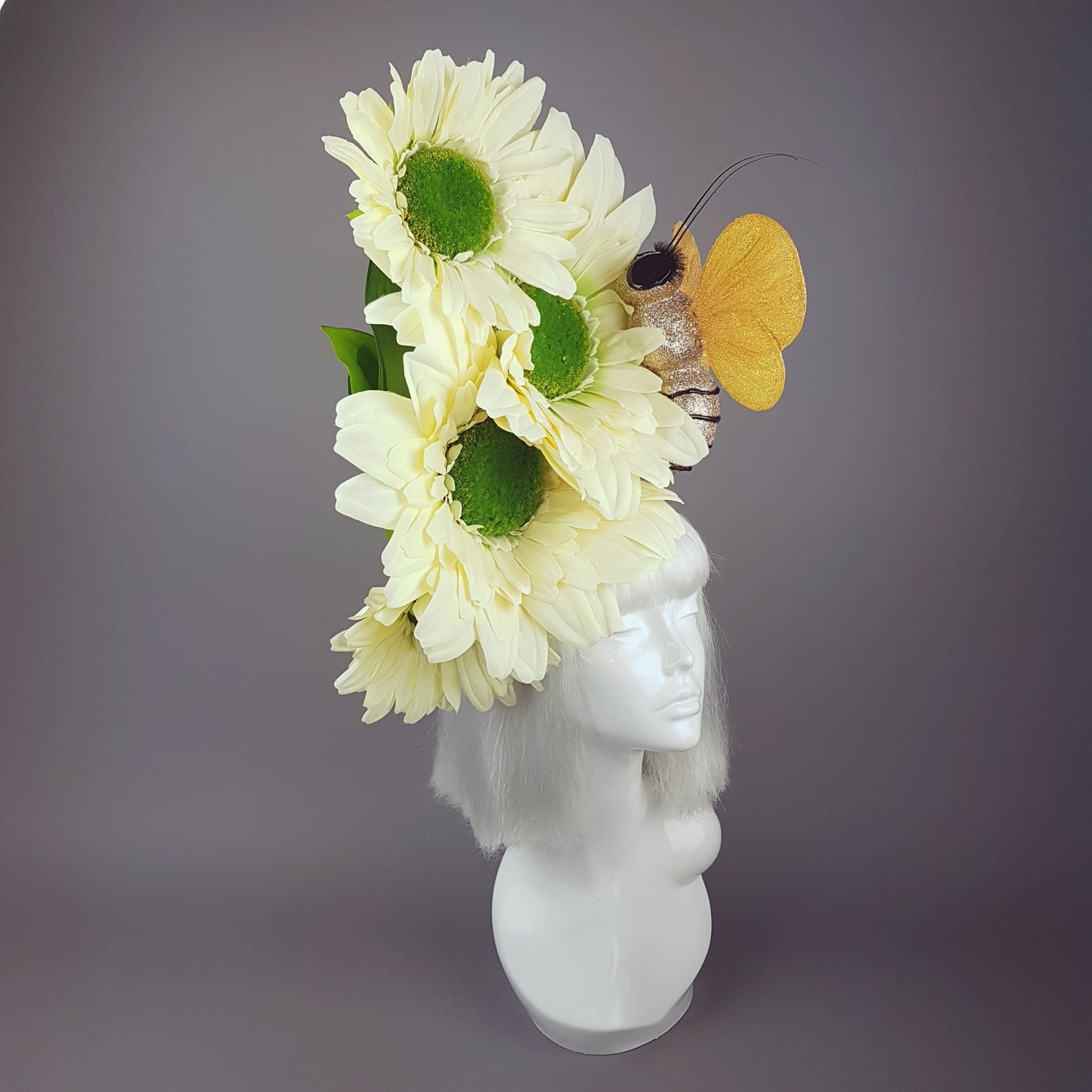 "Babbity Bumble" Giant Flowers & Bee Headpiece – Pearls & Swine