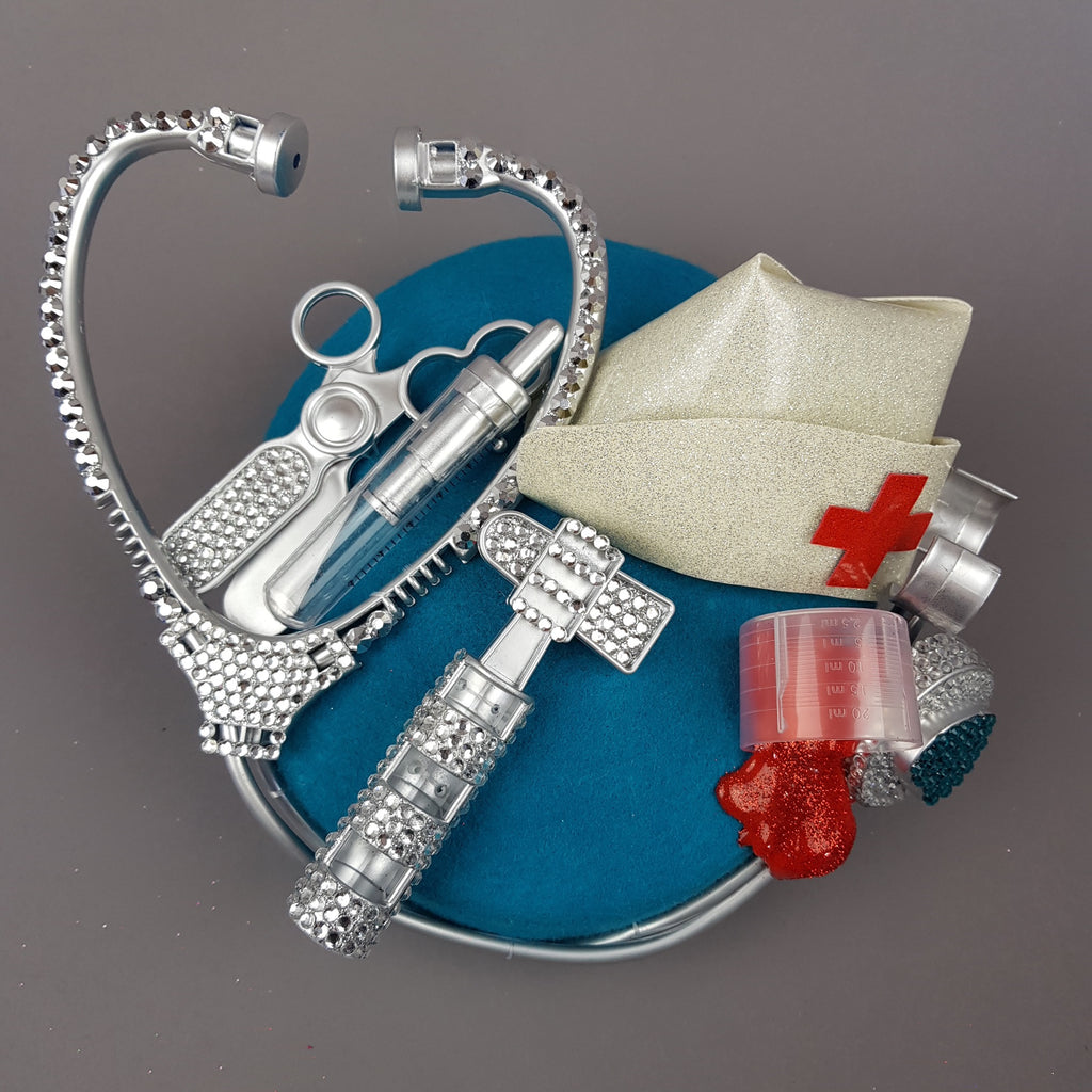 Pearls & Swine: Bespoke Commission Medical Nurse Doctor Fascinator Hat