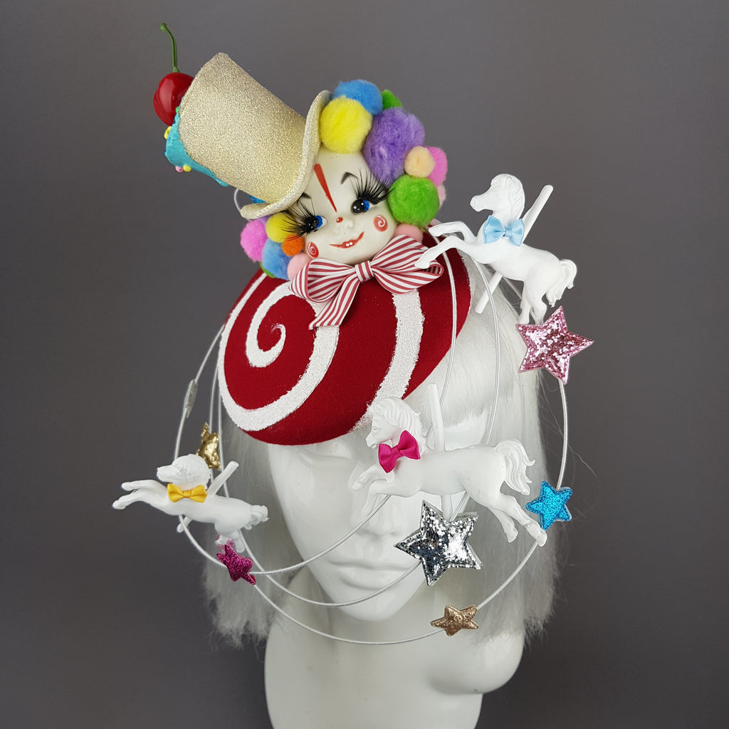 "Funfair" Clown, Carousel, Star Fascinator Hat – Pearls & Swine