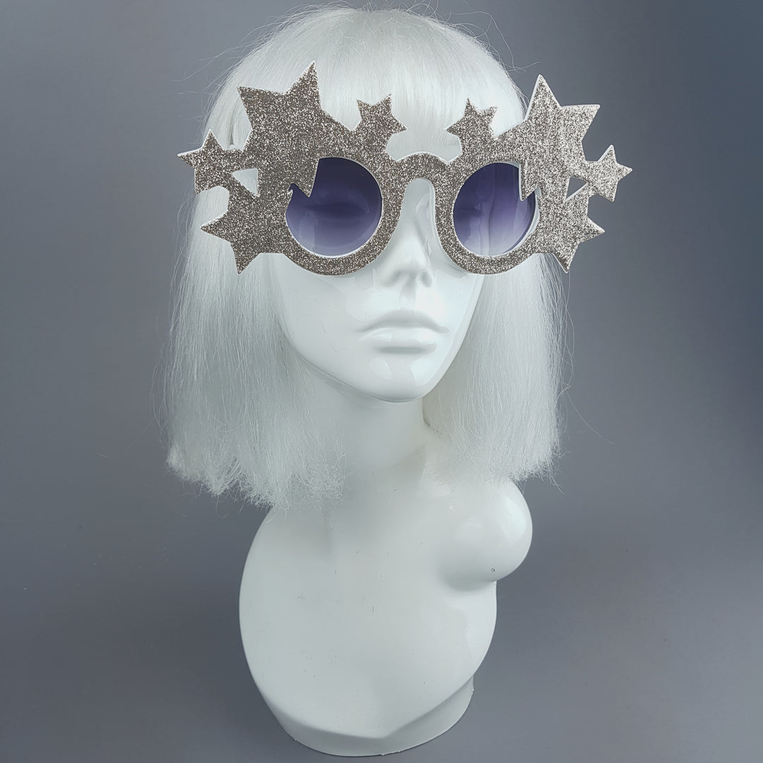 "Bright Star" Gold Glitter Stars Sunglasses – Pearls & Swine