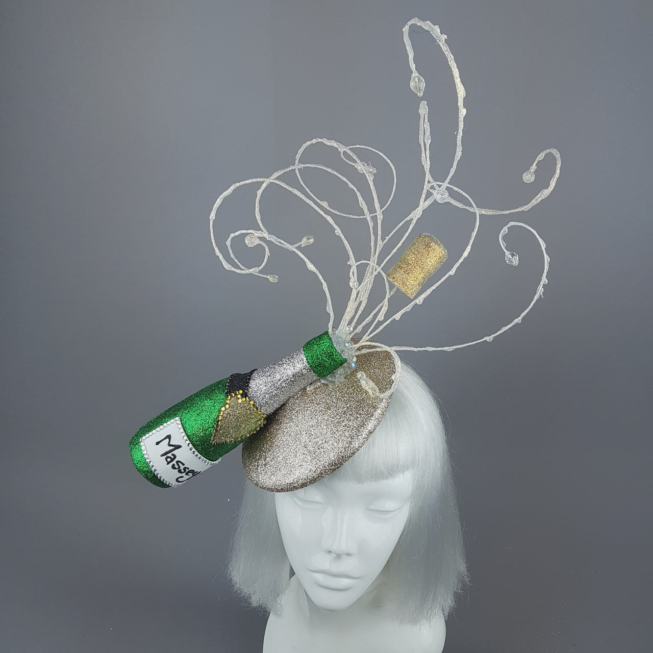 "Bolle" Champagne Bottle Glitter Hat – Pearls & Swine