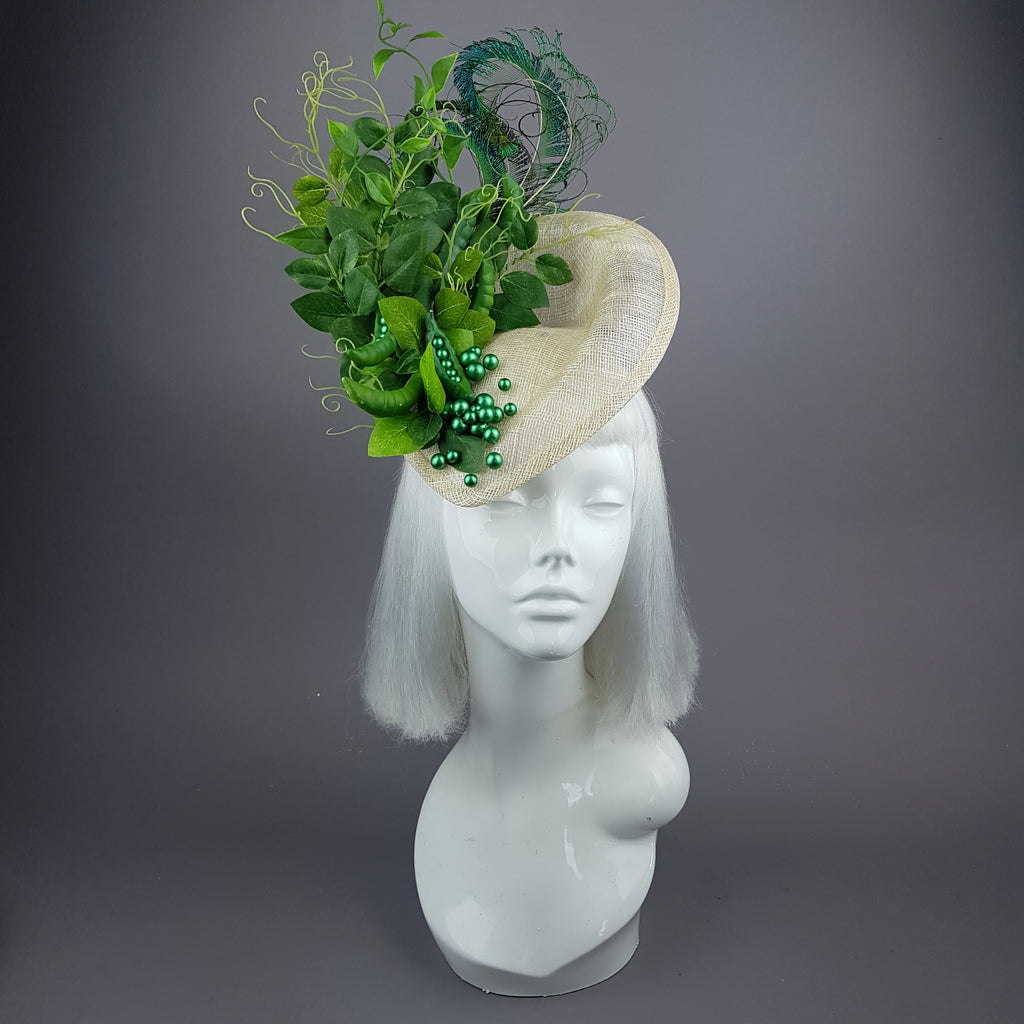 "Petit Pois" Peas, Peapod and Leaf Fascinator Hat – Pearls & Swine
