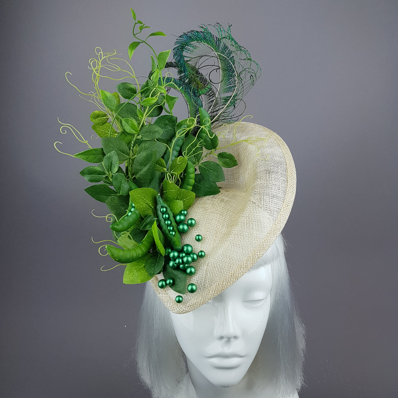 "Petit Pois" Peas, Peapod and Leaf Fascinator Hat – Pearls & Swine