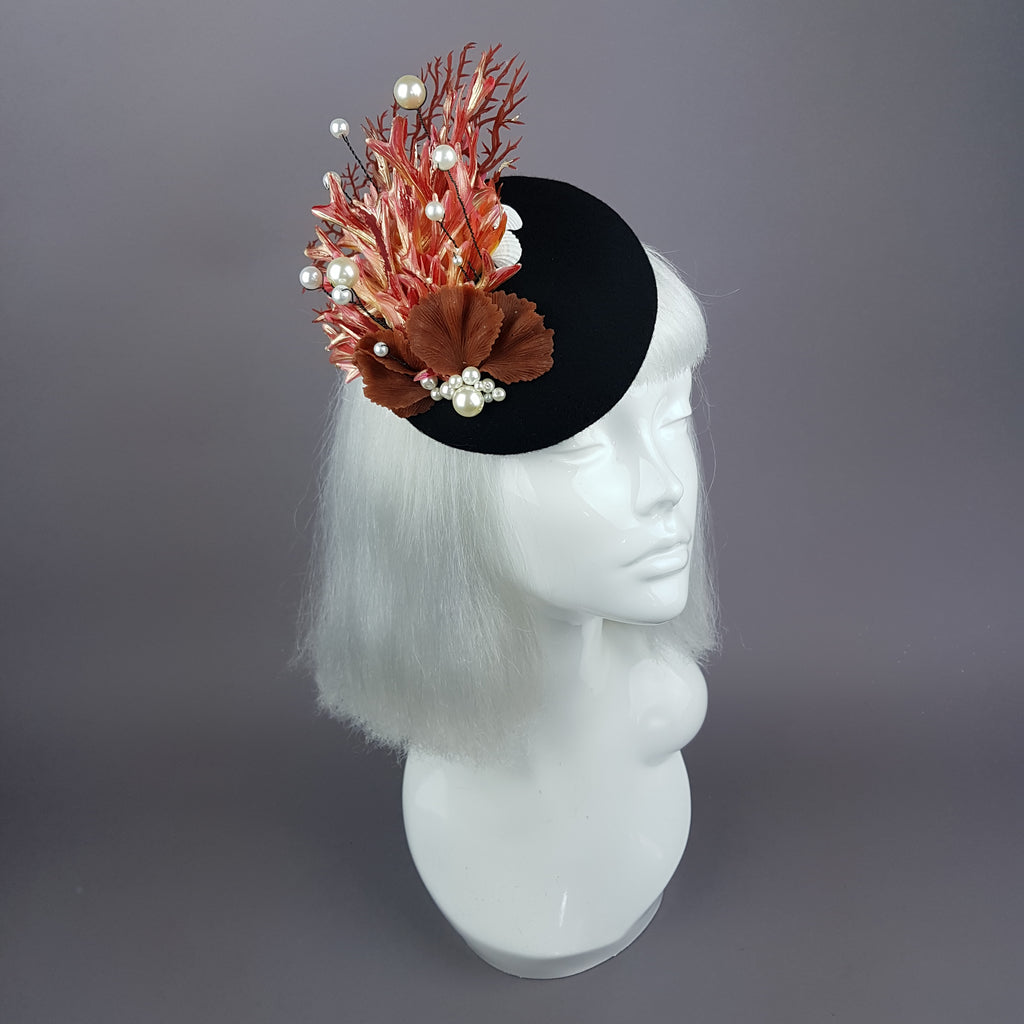 "Darya" Coral Mermaid Fascinator Hat – Pearls & Swine