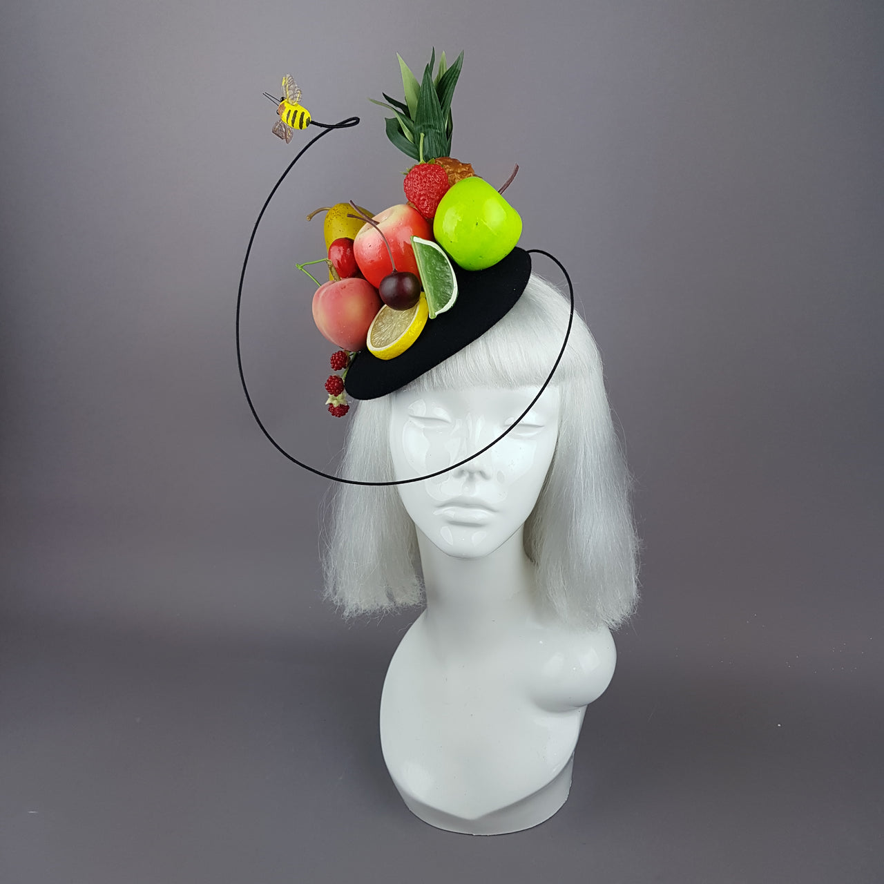"Anzu" Carmen Miranda Inspired Fruit & Bee Fascinator – Pearls & Swine