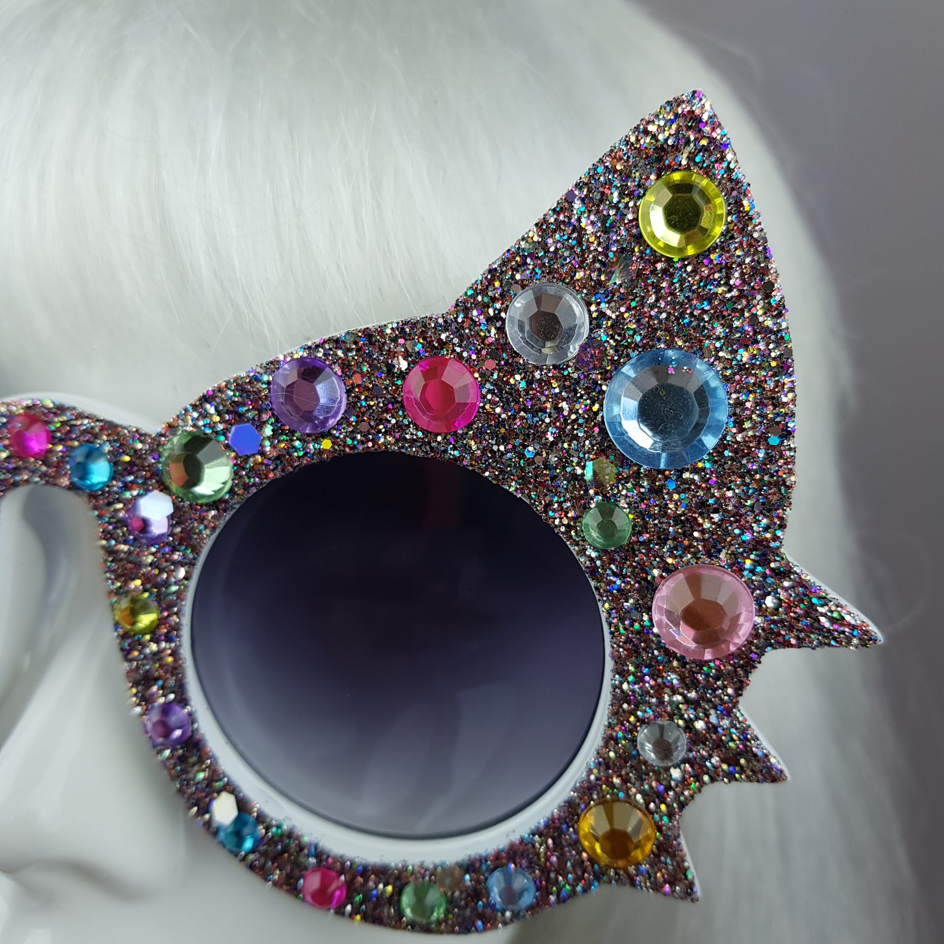 "Meowzer" Multi-coloured Gem Glitter Cat Sunglasses – Pearls & Swine