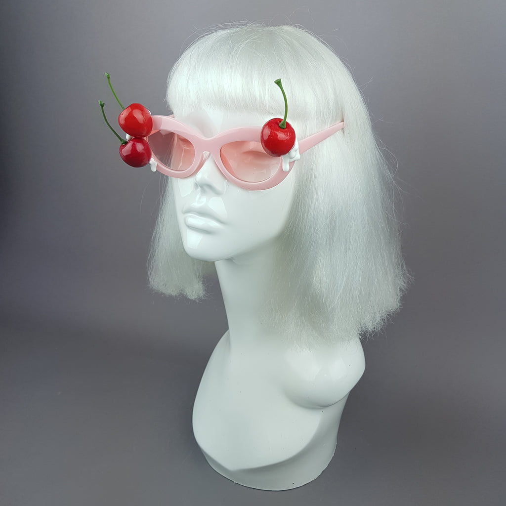 "Cheriko" Cherries & Cream Pink Sunglasses – Pearls & Swine