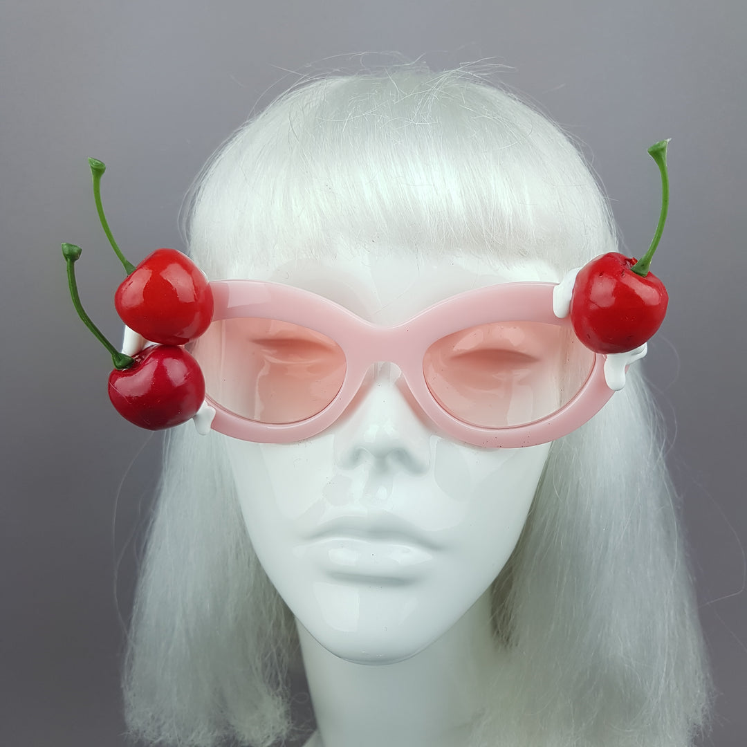 "Cheriko" Cherries & Cream Pink Sunglasses – Pearls & Swine