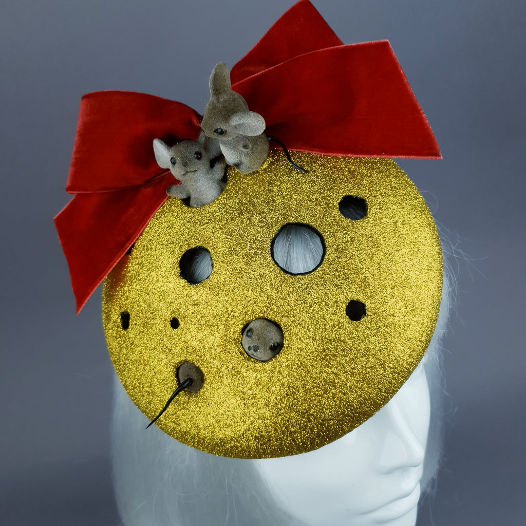 "Cheese the Day" Cheese & Mice Fascinator Hat – Pearls & Swine