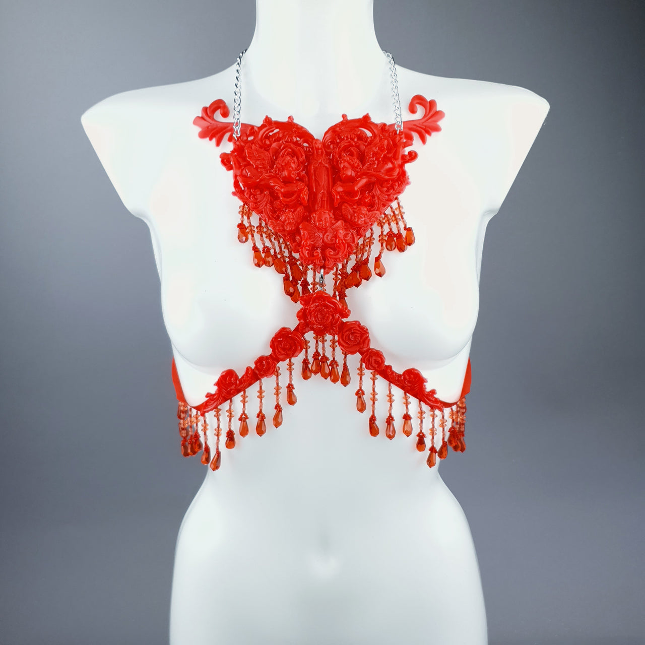 "Stigmata" Red Filigree & Beading Body Jewellery – Pearls & Swine