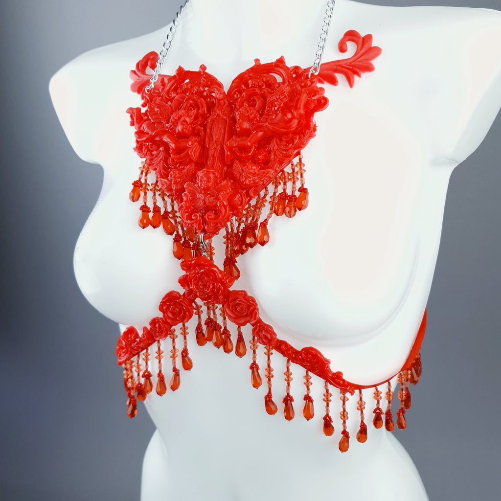 "Stigmata" Red Filigree & Beading Body Jewellery – Pearls & Swine