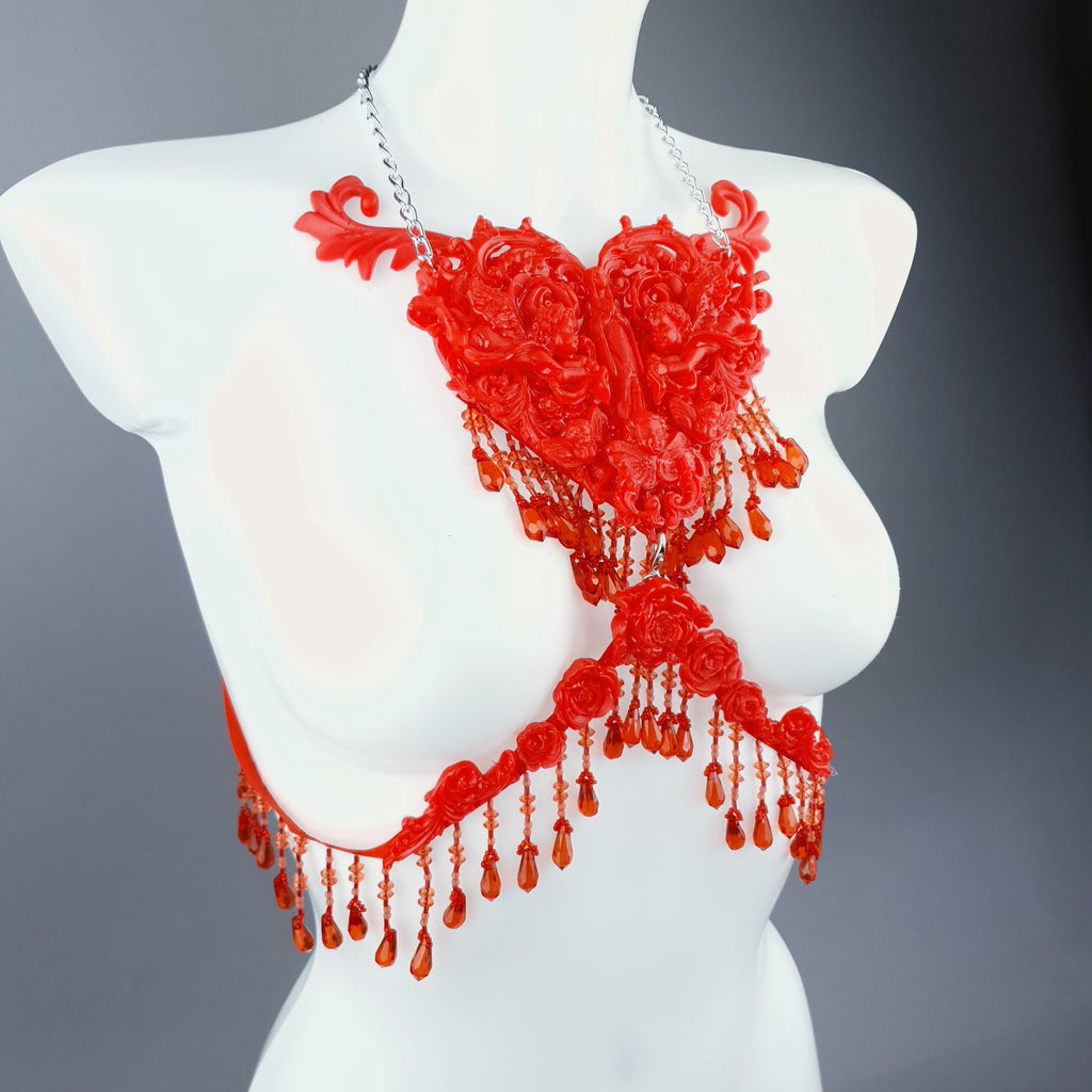 "Stigmata" Red Filigree & Beading Body Jewellery – Pearls & Swine