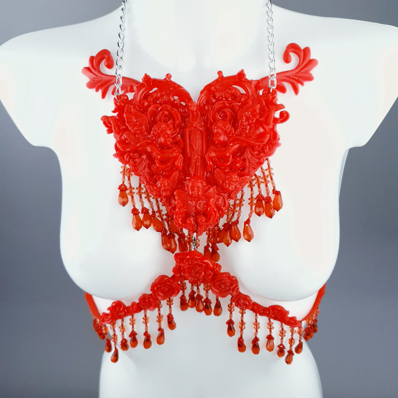 "Stigmata" Red Filigree & Beading Body Jewellery – Pearls & Swine