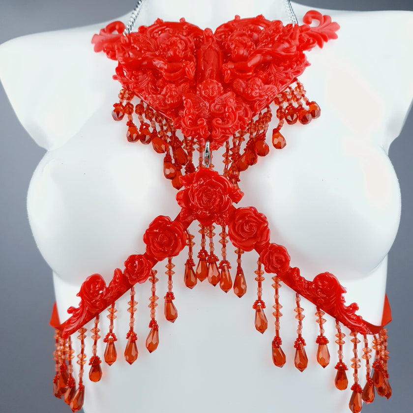 "Stigmata" Red Filigree & Beading Body Jewellery – Pearls & Swine