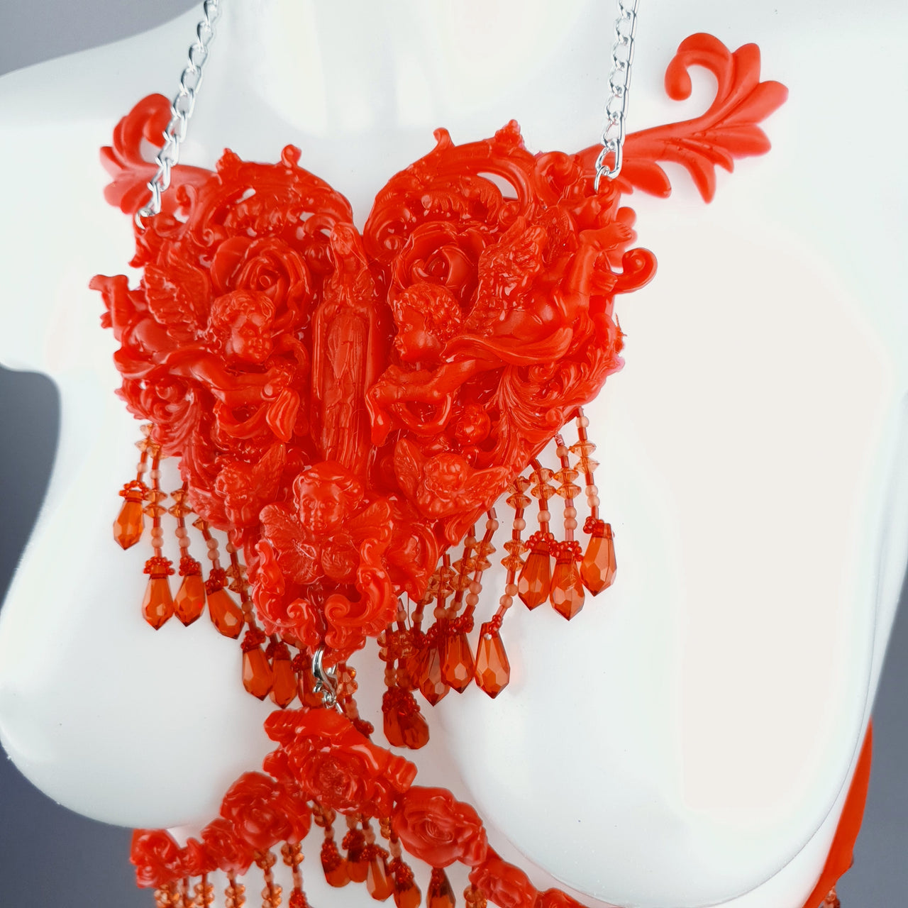 "Stigmata" Red Filigree & Beading Body Jewellery – Pearls & Swine