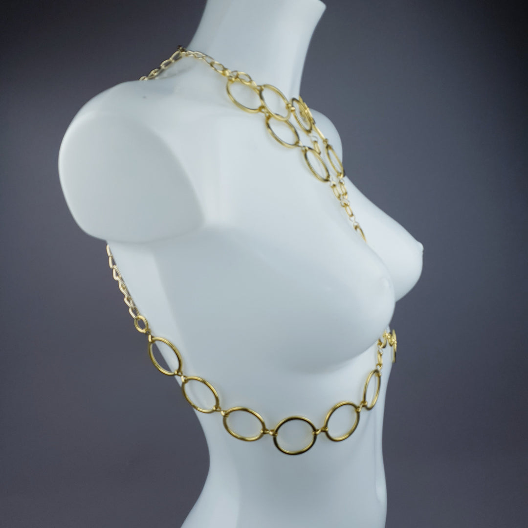 "Sapphira" Gold Jewellery Harness – Pearls & Swine