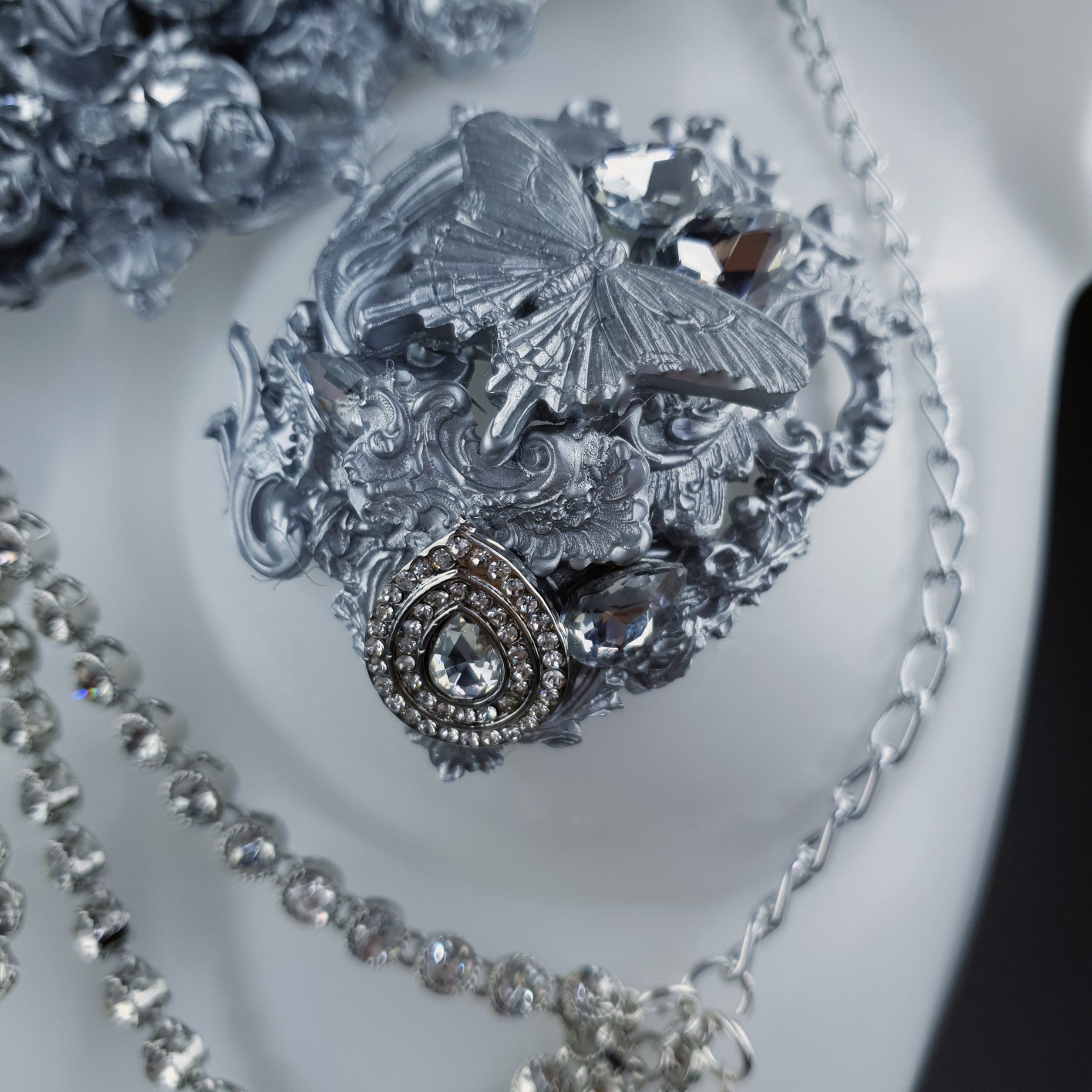 "Merayu" Silver Diamante Filigree Jewellery Harness with Pasties ...