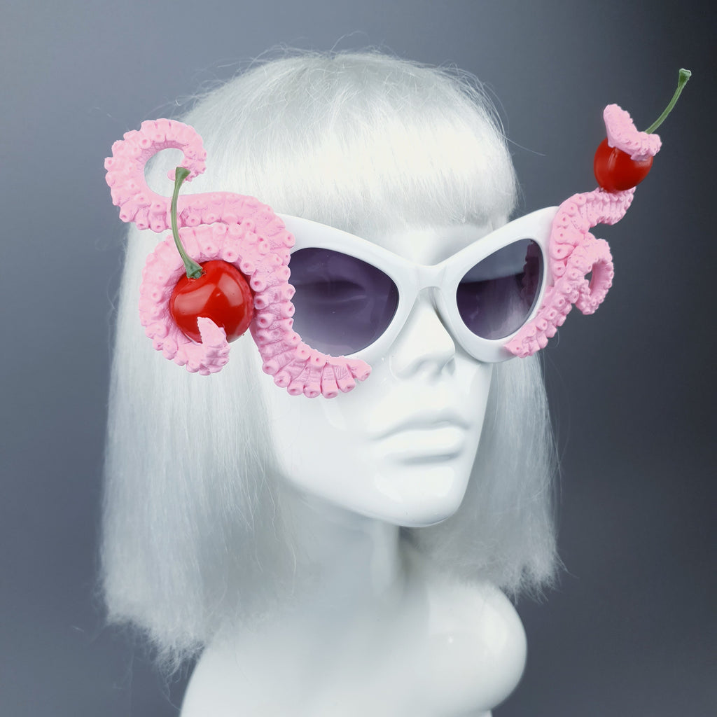 "Ursula" Pink Octopus Kraken Tentacle with Cherries Sunglasses – Pearls ...