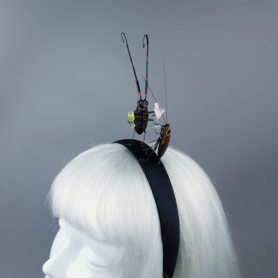 "Bottoms Up!" Cochroach & Cocktail Insect Headband – Pearls & Swine