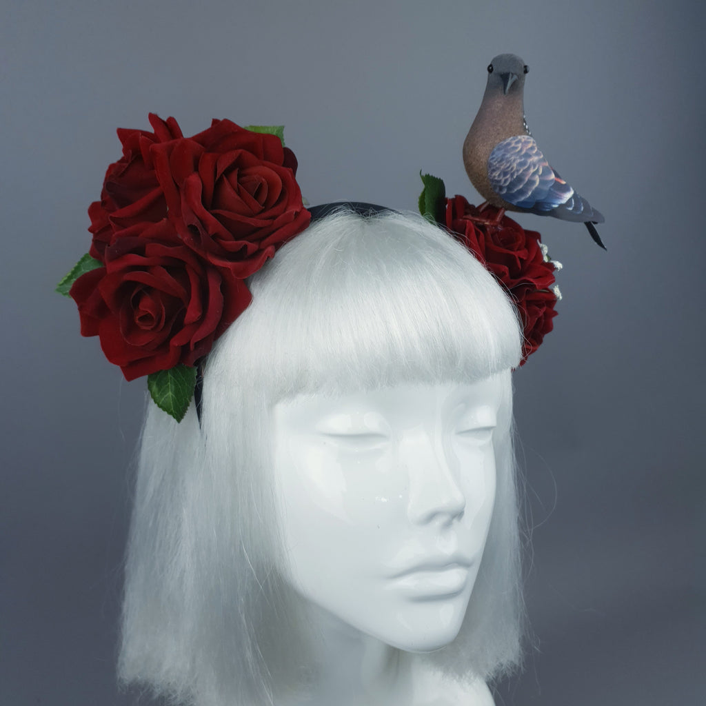 "Dagnabbit!" Whimsical Pigeon Poop & Red Roses Headband – Pearls & Swine