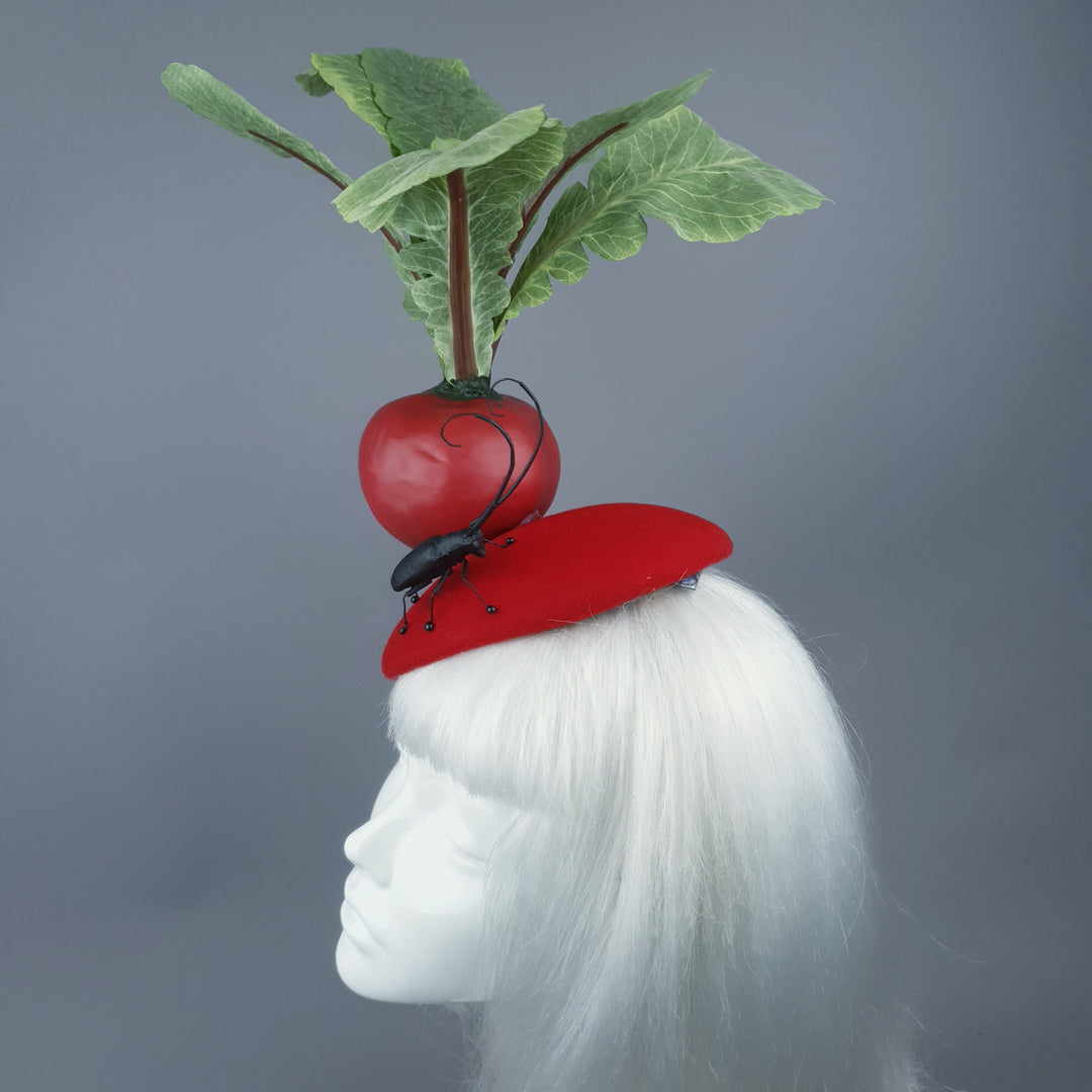 "Buba" Red Beetroot & Bug Fascinator Hat – Pearls & Swine