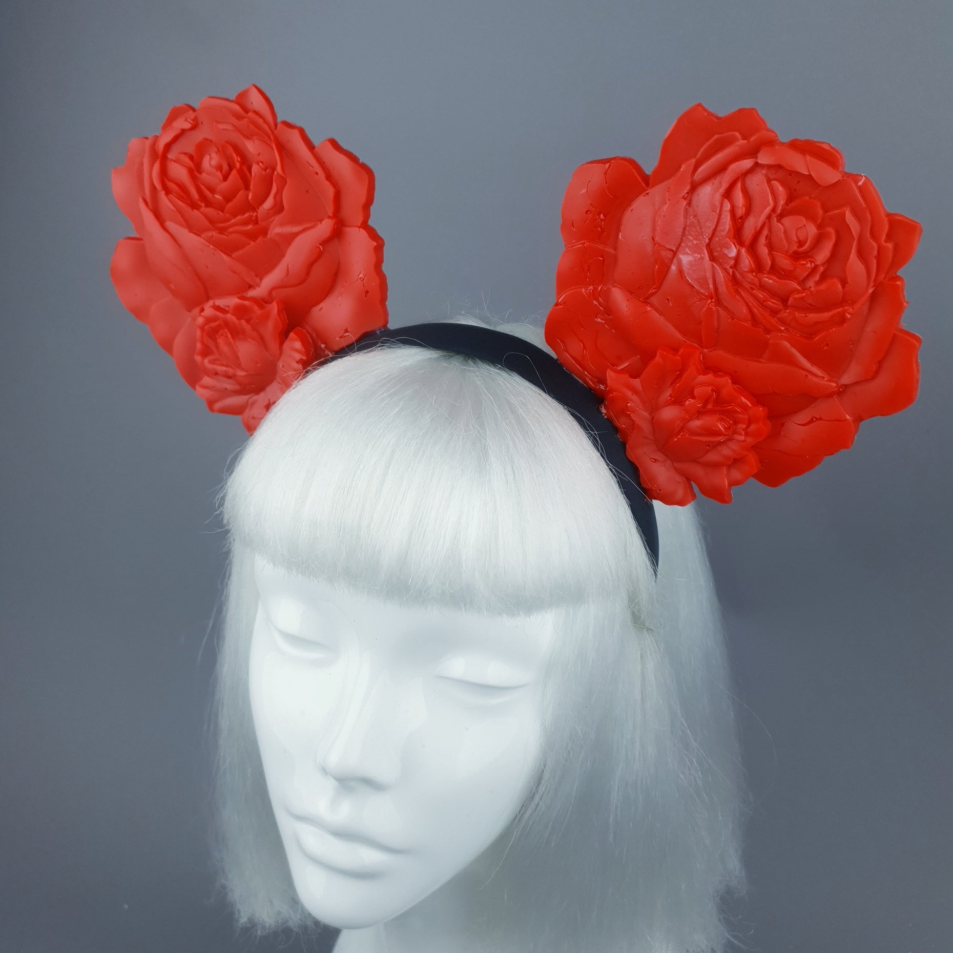Pearls & Swine: Giant Red Rose Ears Headband "Oreille"