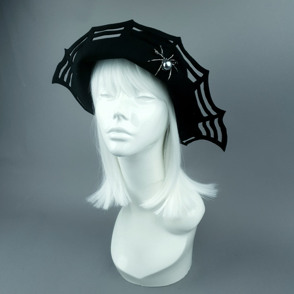 "Widow Noir" Black Spider Web Hat – Pearls & Swine