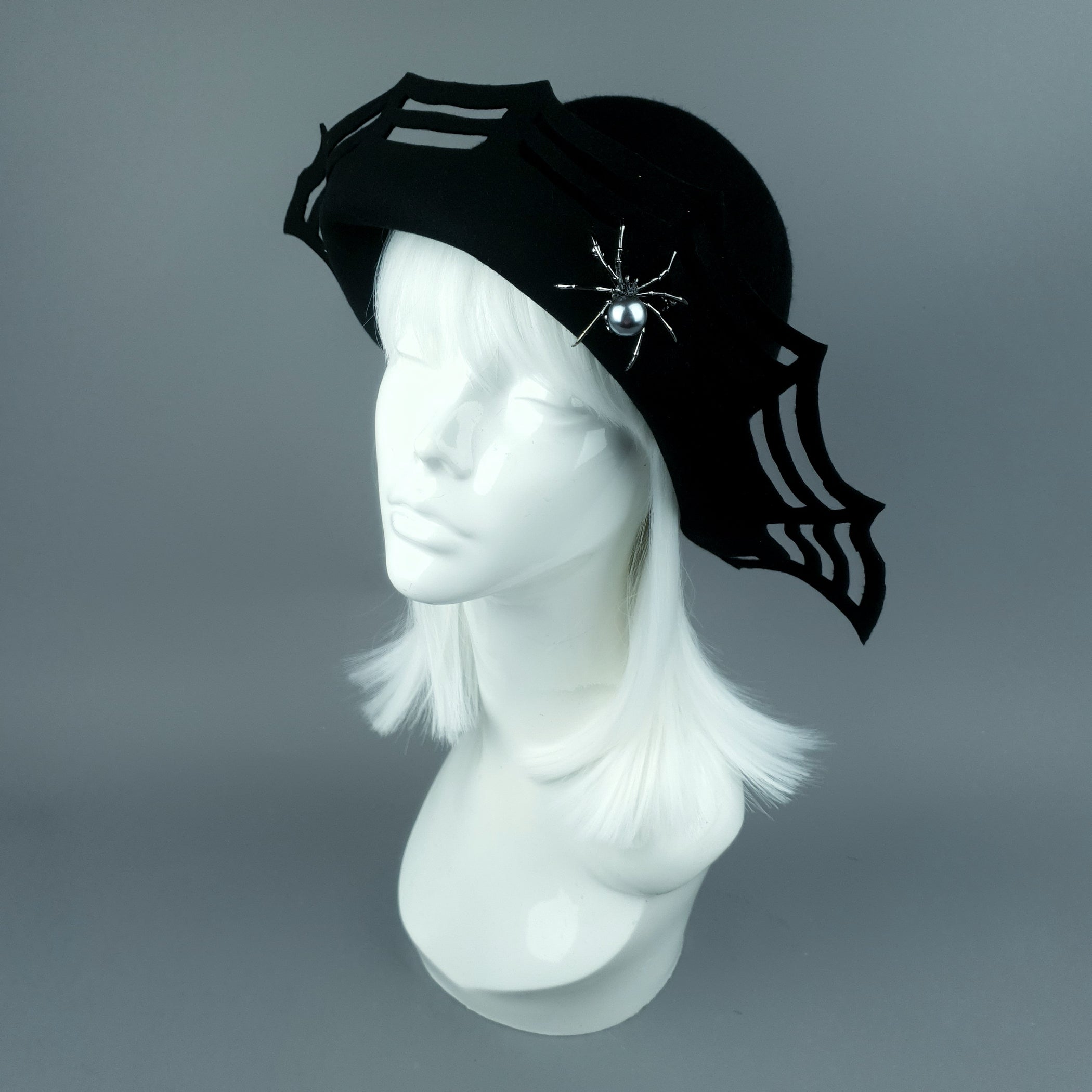 "Widow Noir" Black Spider Web Hat – Pearls & Swine