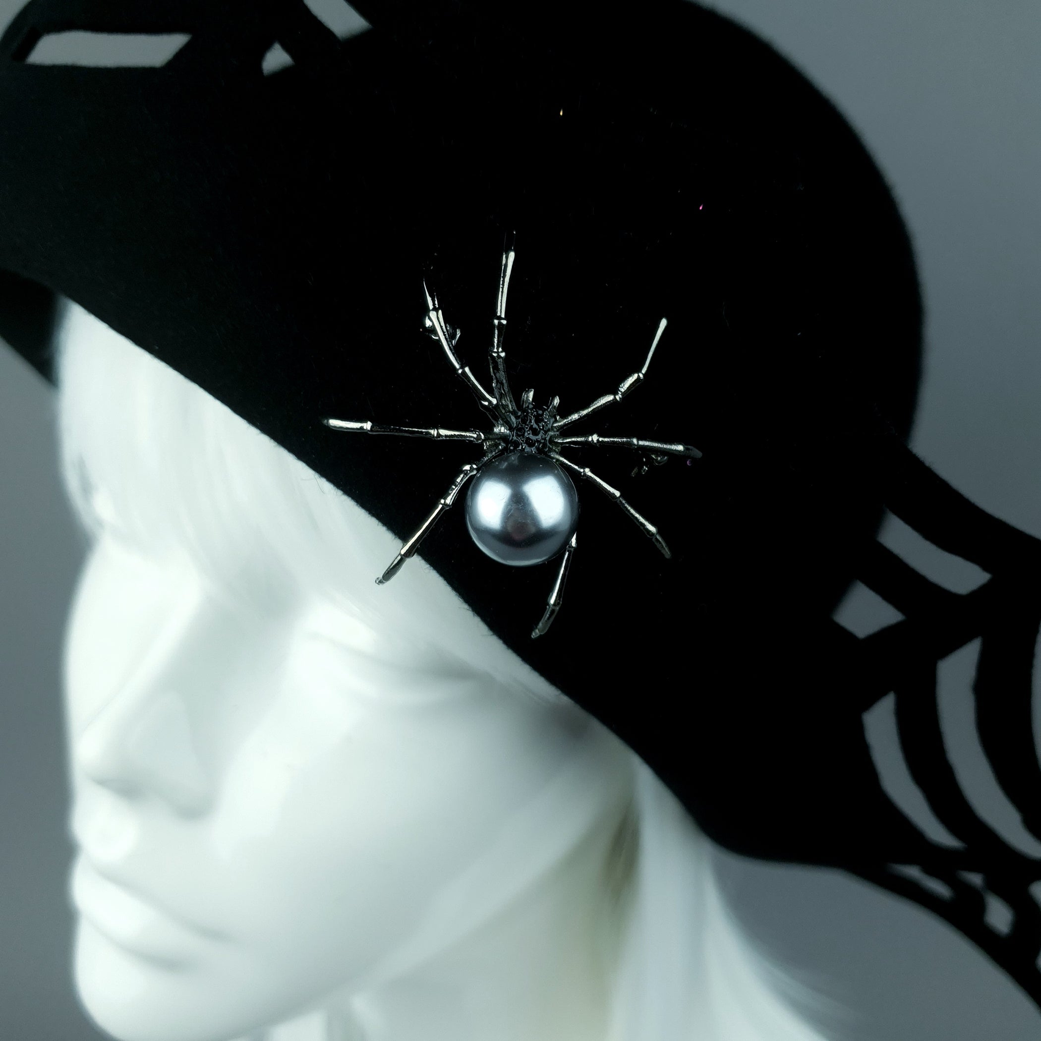 "Widow Noir" Black Spider Web Hat – Pearls & Swine